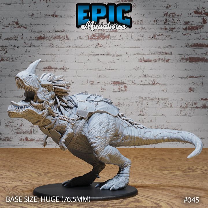 3D Printable Horned Rex Roaring / Ancient Predator Dinosaur / Tyrannosaurus Monster / Dino World ...